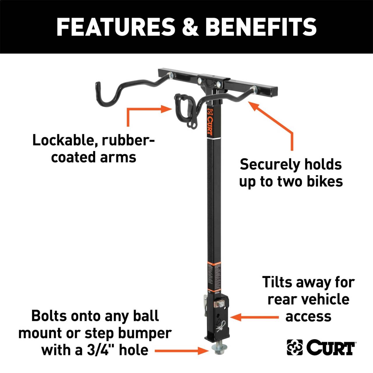 Bolt-On Bike Rack, 18011, CURT - The Trux Superstore, Houston TX